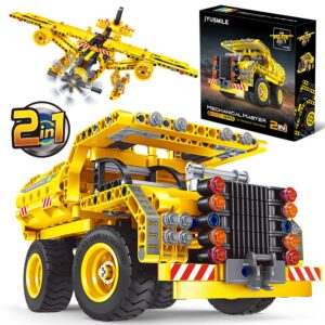 jyusmile stem toy building toy for age 6, 7, 8, 9, 10, 11, 12 years old kids boys girls - 2-in-1 truck airplane take apart toy, 361 pcs diy building blocks kits, engineering construction toy