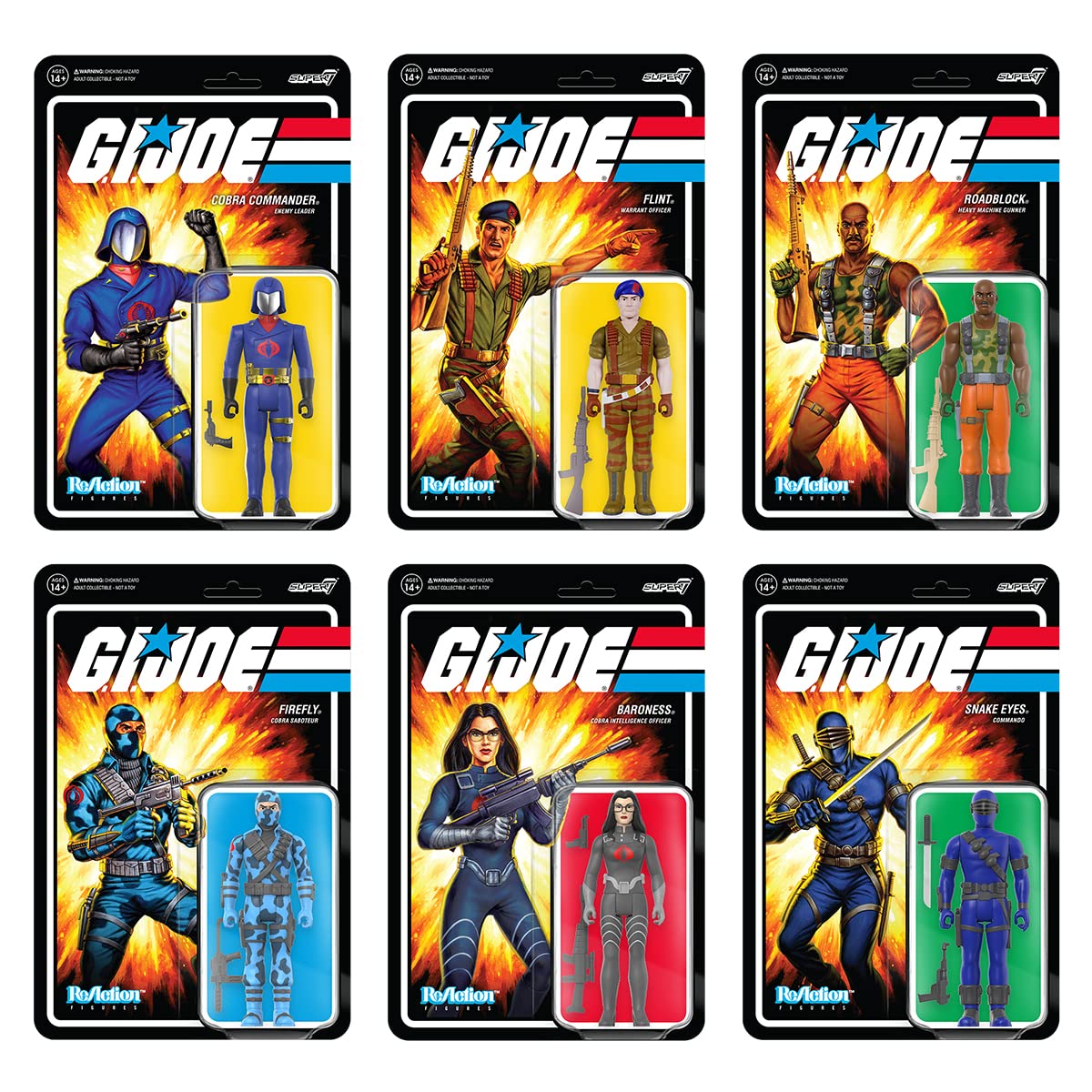 Super7 G.I. Joe Snake Eyes - 3.75" G.I. Joe Action Figure with Accessory Classic Cartoon Collectibles and Retro Toys