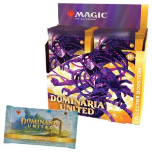 magic the gathering dominaria united collector booster box | 12 packs + topper card (181 magic cards)