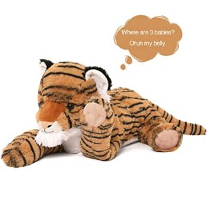 MaoGoLan Tiger Stuffed Animals, Stuffed Mommy Tiger with 3 Cubs, 4 PCs Large Tiger Plush Set for Boys Girls, Birthday Gift 20 inches