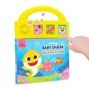 baby shark my first friend 3 button sound book with handle, children's sound books, interactive learning books for toddlers, learning & education toys, baby shark gifts for babies