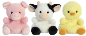 aurora palm pals set of three - sweetie cow, wizard pig and betsy chick (cow/pig/chick)