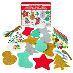 kid made modern - christmas craft party kit - 175+ piece collection - diy kids crafts - bulk craft set - create your own art - includes holiday inspired art supplies - ages 6+