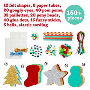 Kid Made Modern - Christmas Craft Party Kit - 175+ Piece Collection - DIY Kids Crafts - Bulk Craft Set - Create Your Own Art - Includes Holiday Inspired Art Supplies - Ages 6+