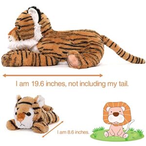 MaoGoLan Tiger Stuffed Animals, Stuffed Mommy Tiger with 3 Cubs, 4 PCs Large Tiger Plush Set for Boys Girls, Birthday Gift 20 inches