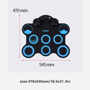 Hoshimi Electronic Drum Set High Quality Drum Bluetooth Simple Interlocking PC Midi Work Dual Speakers 3D stereo blue 18.5x21.4in