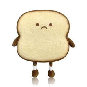 religes toast bread plush pillow,cute simulation bread shape pillow soft lumbar back cushion plush stuffed toy for home decor (unhappy)