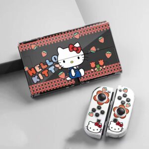 enfily cute case compatible with nintendo switch oled, dockable case cover, ergonomic soft tpu grip case for joycon, sparkle skin set