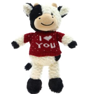 religes 9" cute cow stuffed animals soft cuddly cow plush stuffed animal birthday gifts for boys and girls, plush animal decorations (cows - standing-red coat)