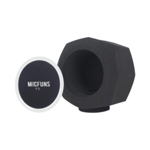 micfuns studio microphone windscreen f3 microphone wind shield pop filter for 1.77 inch-2.36 inch vocal isolation booth portable studio equipment, soundproof cover