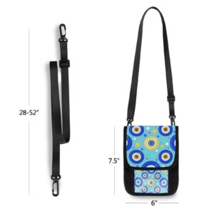 Vnurnrn Crossbody Bags Cell Phone Wallet Purses for Women, Evil Eyes Travel Purses with Card Slots, 6 x 7.5 inch