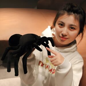 HOUPU Spider Stuffed Animal - Cute, Huggable, Soft Fur Plush Toy for Kids & Adults (Small: 7.8in x 11.8in)