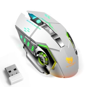 urbanx bluetooth mouse, rechargeable wireless mouse multi-device (tri-mode:bt 5.0/4.0+2.4ghz) with 3 dpi options, ergonomic optical portable silent mouse for dell g15 5511 gaming laptop silver green