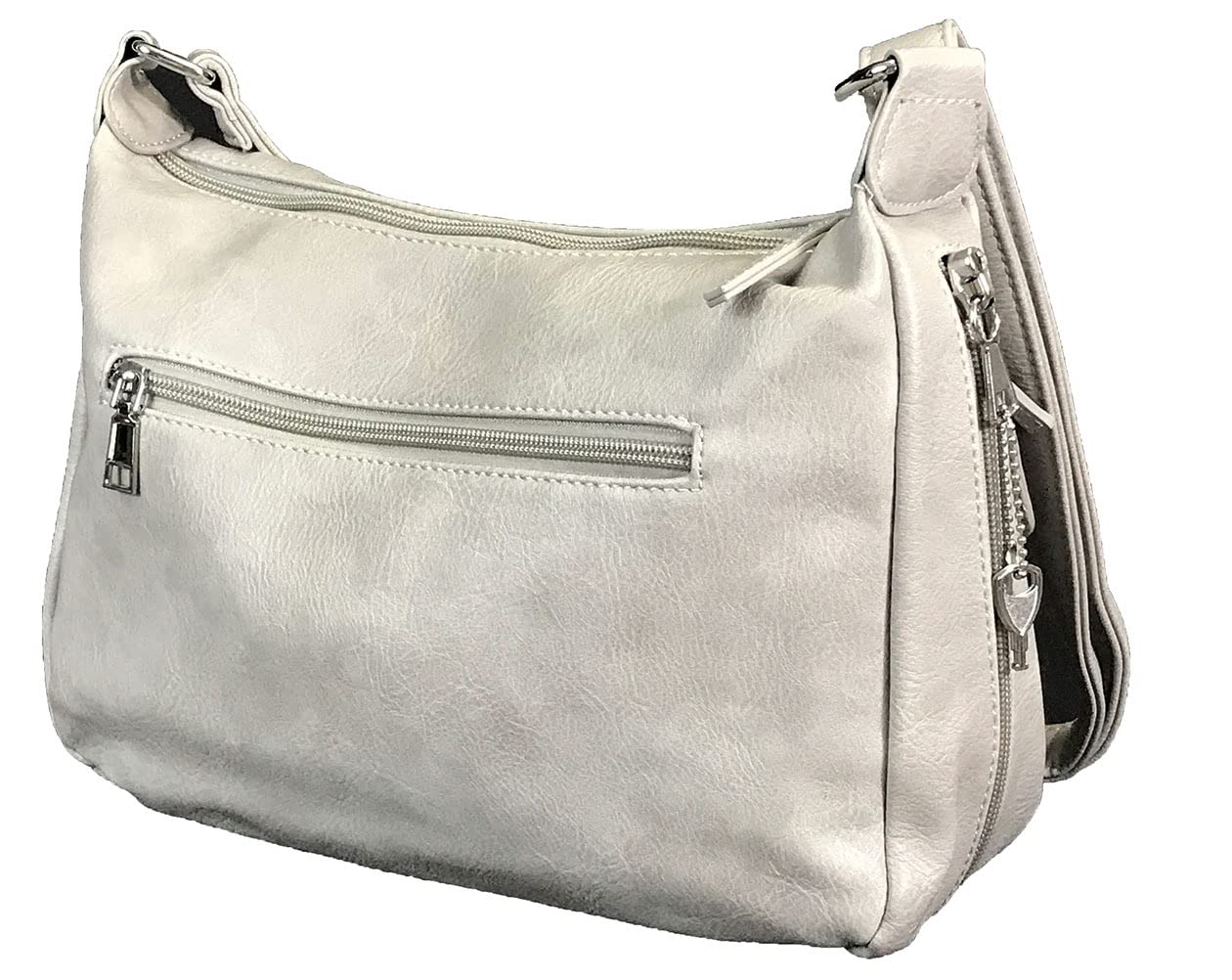 Zzfab Front Pockets side Locking Small Concealed Carry Purse CCW Crossbody Bag Grey