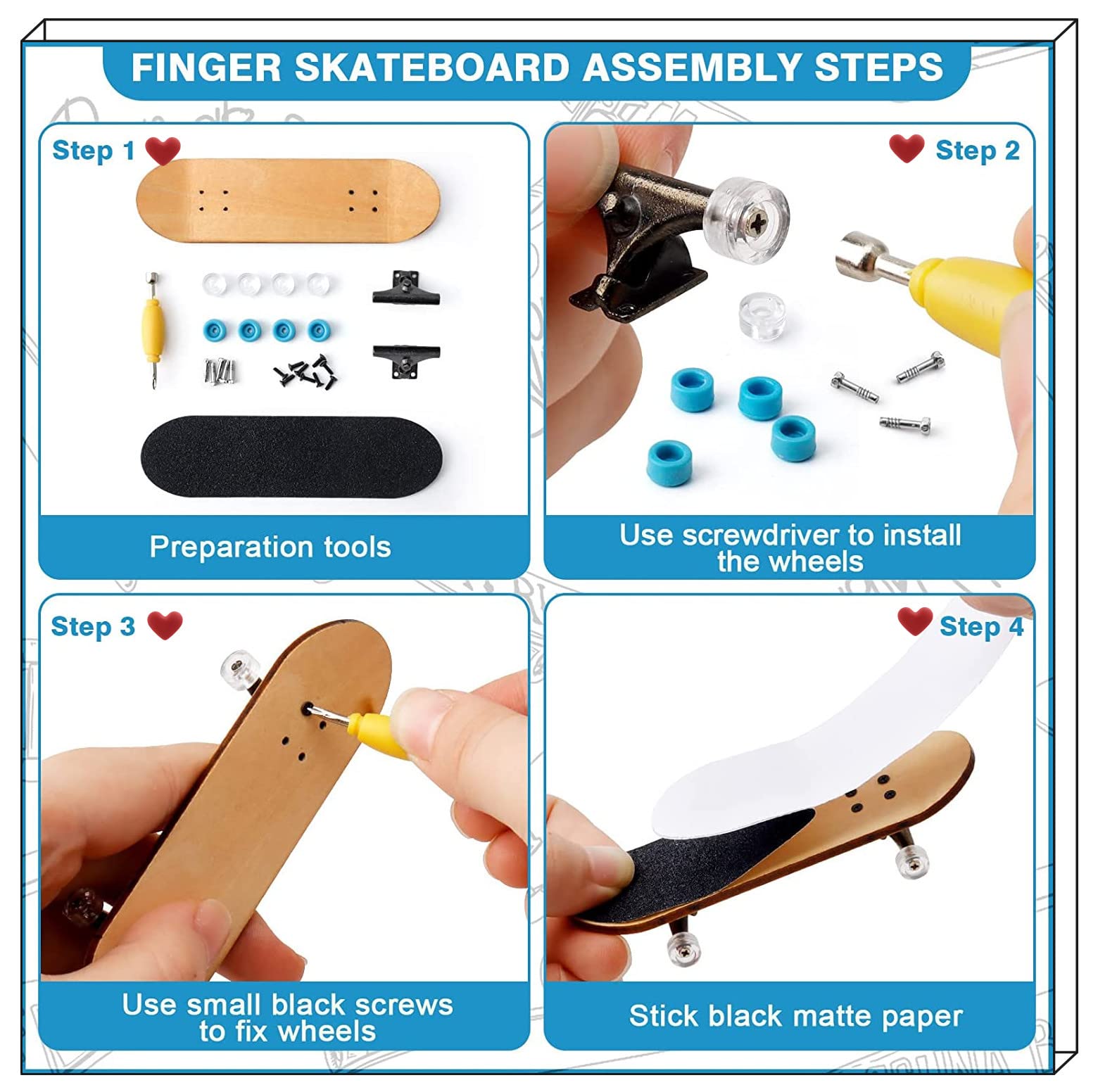 ACFELLE Fingerboards Sets, Finger Pant Clothes, Mini Toys Kits,Doll Breakdance Mini Cloth Shoes, Skateboard Accessories Tools Set