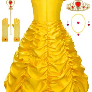 knemmy Princess Costume Dresses for Girls Costumes Halloween Cosplay Birthday Outfit Yellow