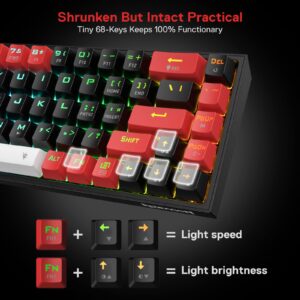 Redragon K631 PRO 65% 3-Mode Wireless RGB Gaming Keyboard, 68 Keys Hot-Swappable Compact Mechanical Keyboard w/Hot-Swap Free-Mod PCB Socket & Dedicated Arrow Keys, Quiet Red Linear Switch