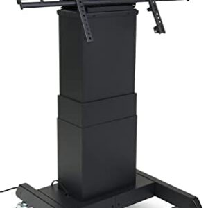 Displays2go Motorized Rolling TV Stand, 4 Wheels, Remote Controlled, Fully Adjustable - Black (DGMLTSBK)