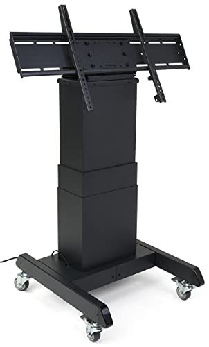 Displays2go Motorized Rolling TV Stand, 4 Wheels, Remote Controlled, Fully Adjustable - Black (DGMLTSBK)