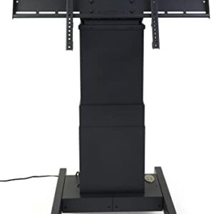 Displays2go Motorized Rolling TV Stand, 4 Wheels, Remote Controlled, Fully Adjustable - Black (DGMLTSBK)