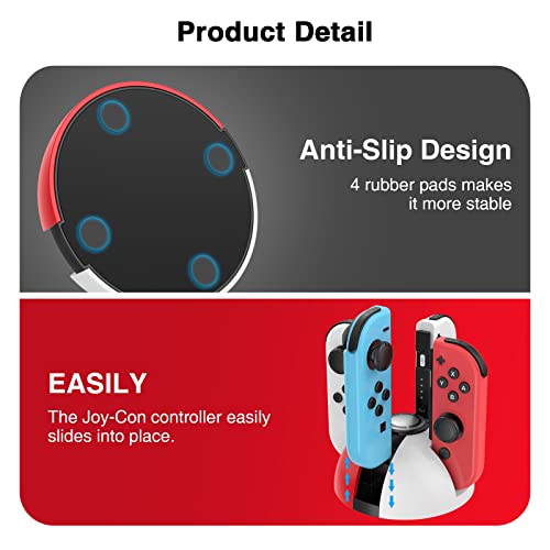 HEIYING Switch Controllers Charging Dock for Nintendo Switch/Switch OLED Joy-Con Controller, Switch Joy-Con Charging Dock with LED Indicator.