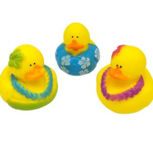 Cool Rubber Ducks (2") Standard Size. (12 Pack) Cute Duck Bath Tub Pool Toys. (Luau Rubber Duckies)