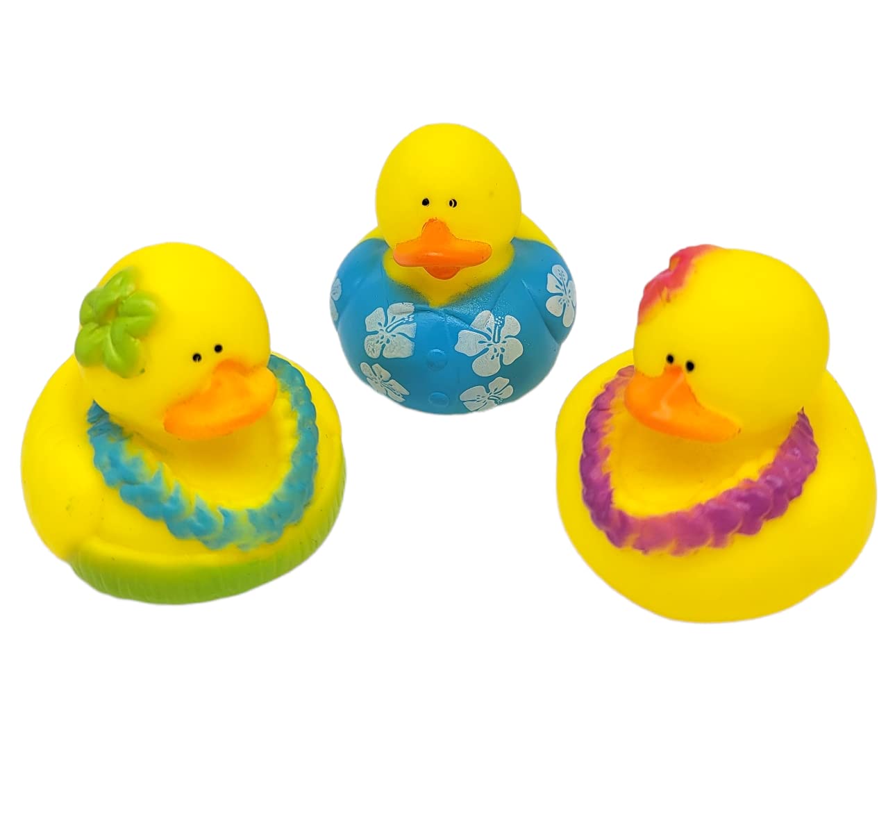 Cool Rubber Ducks (2") Standard Size. (12 Pack) Cute Duck Bath Tub Pool Toys. (Luau Rubber Duckies)