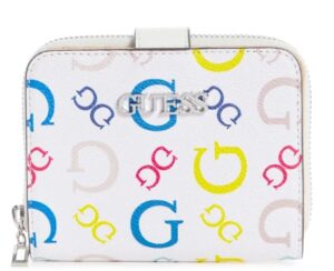 guess women's g logo print small wallet - white multi