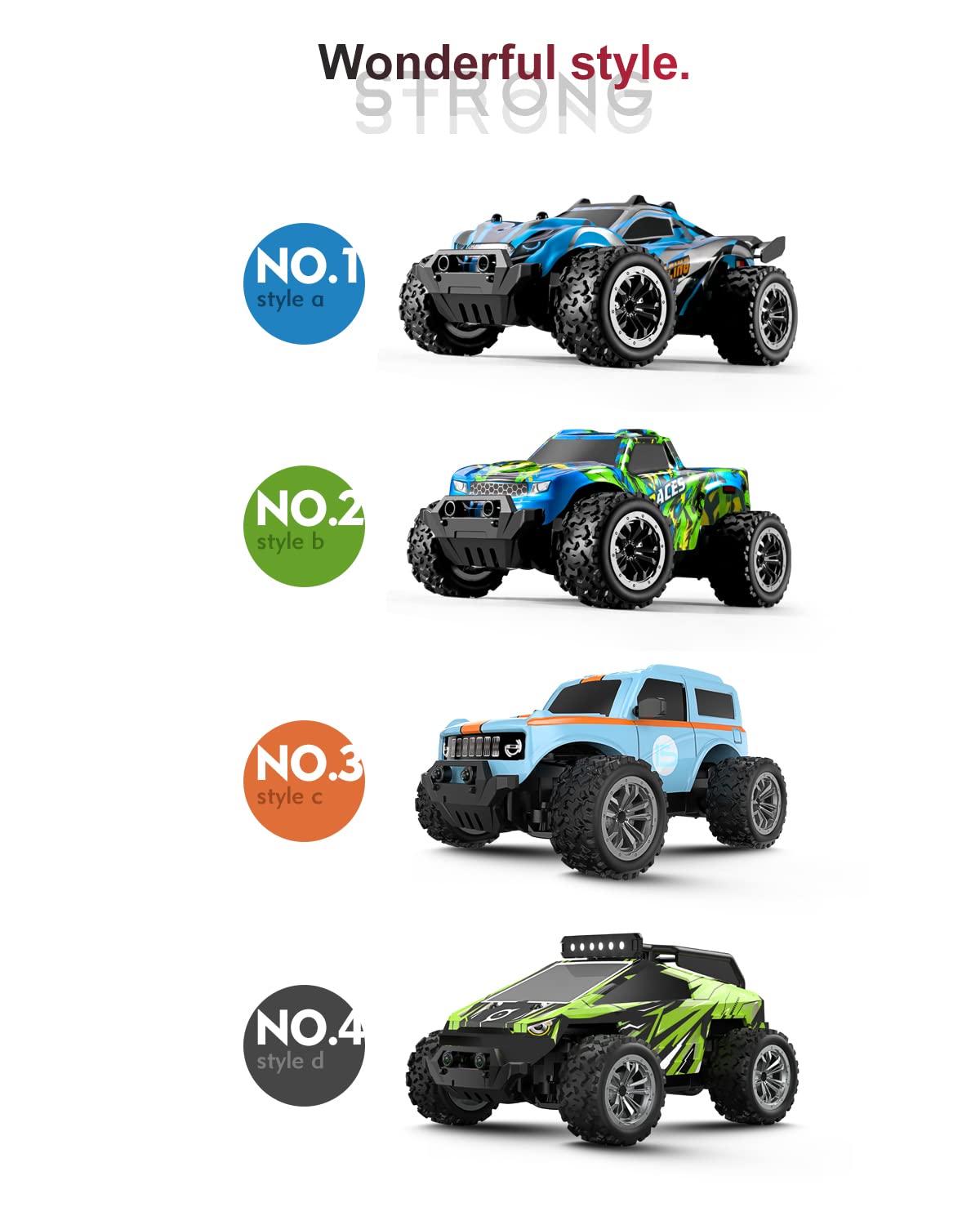 NiGHT LiONS TECH RC Cars for Kids 2WD Remote Control Car 2 Batteries Alloy Monster Trucks 60Mins Play Time Electric Toy Off-Road Crawler Gift for Boys and Girls