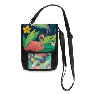 colorful flamingo birds pattern cellphone purse ccrossbody, crossbody phone purse for women, cute small phone bag shoulder wallet purse with card slots,6 x 7.5 inch