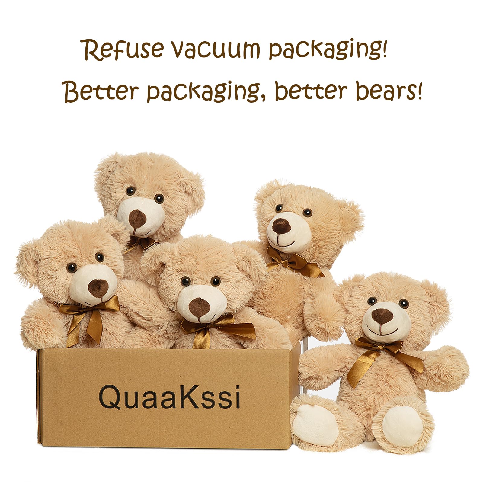 Quaakssi Teddy Bears Bulk 5 Packs Teddy Bear Stuffed Animals Plush Toys Gift for Kid Girlfriend,13.5 Inches Stuffed Bears for Christmas Valentine’s Day Birthday Wedding Party