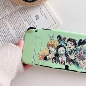 Eamily Cute Demon Slayer Case Compatible with Nintendo Switch OLED, Dockable Case Cover, Ergonomic Soft TPU Grip Case for Joycon, Sparkle Skin Set