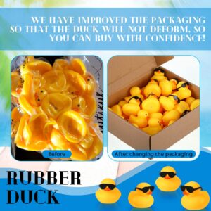 Chivao 36 Pcs Mini Rubber Ducks with 36 Sunglasses Rubber Ducks in Bulk Bathtub Duckies Toys for Kids Christmas Valentine's Day Gifts Birthday Party Favors Cruise(Yellow, Duck with Sunglasses)