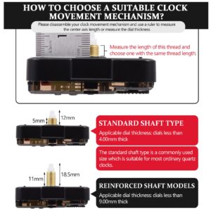 EXCEART Clock Movement Mechanism- Wall Clock Movement Mechanism Clock Repair Parts Replacement Battery Operated Silent Clock Movements