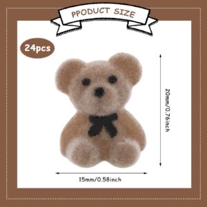 Prasacco 24 Pcs Mini Bears Small Acrylic Flocked Bear Plush Stuffed Tiny Bear Doll for DIY Keychain Birthday Wedding Graduation Decorations Party Favor (20mm/0.76Inch, 12 Brown+12 White)