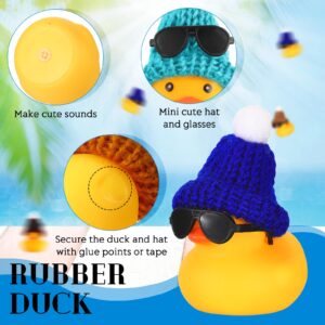 60 Pcs Mini Rubber Duck in Bulk with Sunglasses and Knitting Hats Sets, Yellow Rubber Ducky Valentine Duck Bath Toy Ducks Bathtub Toys for Gift Cruise Classroom Prizes Baby Shower Birthday Party