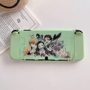 Eamily Cute Demon Slayer Case Compatible with Nintendo Switch OLED, Dockable Case Cover, Ergonomic Soft TPU Grip Case for Joycon, Sparkle Skin Set