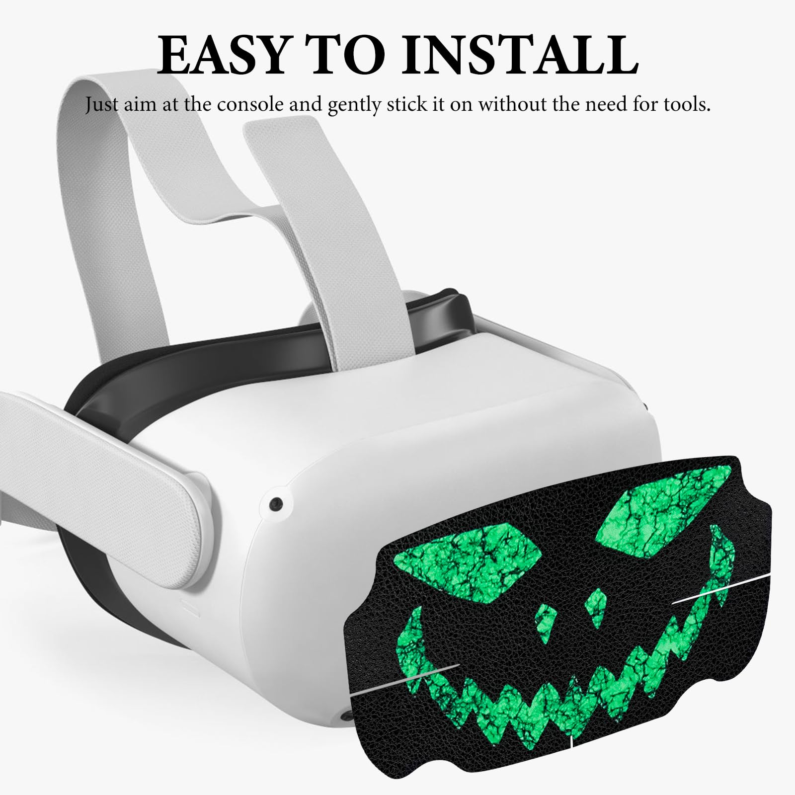 Geekria VR Headset & Controller Handle Skin Compatible with Meta Quest 2 Protective Cover, Protective Durable Scratch Resistant Horror Sticker