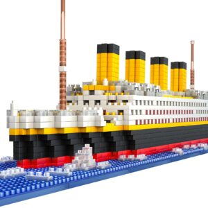 seasun titanic ship micro mini building blocks set, 1860pcs 3d titanic model building set micro mini blocks, diy bricks toys gift for adults and kids age 14+