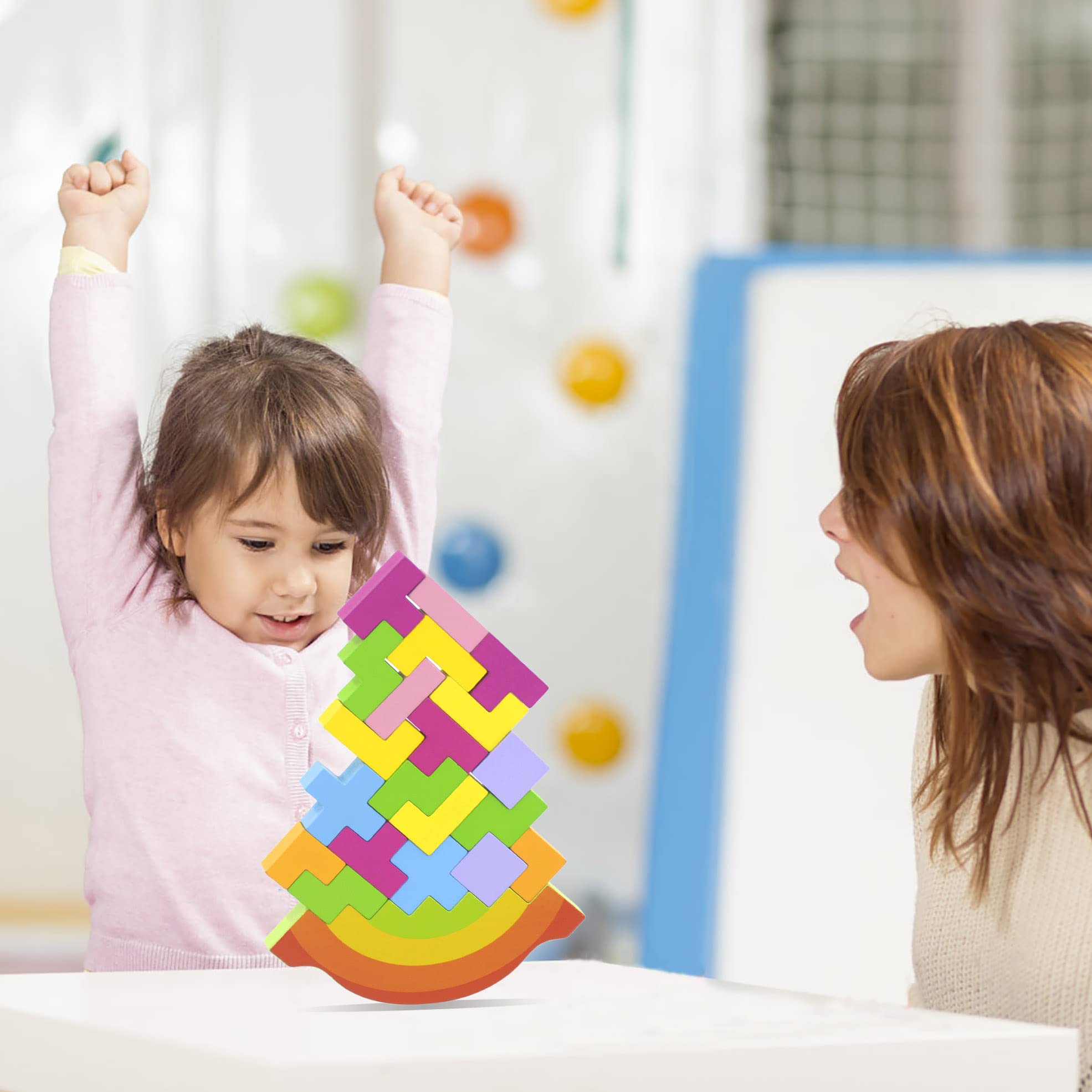 PHINIENLAND Balance Blocks Montessori Toys for Toddlers, Education for Fine Motor Skills - Sorting & Matching