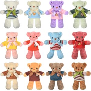 zhanmai 12 set bear stuffed animal with removable clothes 12 inch cute bears soft plush toy gift for kids boys girls baby shower birthday party favor decoration supplies