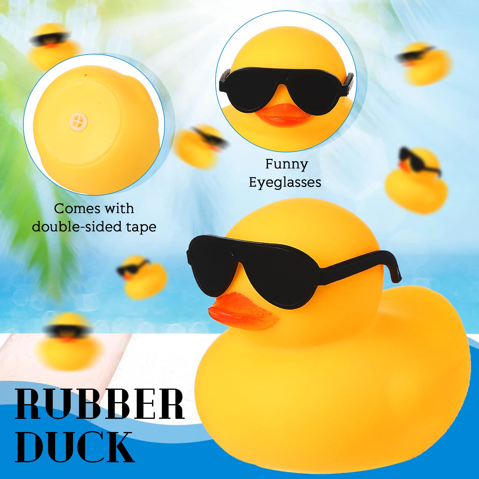 Chivao 36 Pcs Mini Rubber Ducks with 36 Sunglasses Rubber Ducks in Bulk Bathtub Duckies Toys for Kids Christmas Valentine's Day Gifts Birthday Party Favors Cruise(Yellow, Duck with Sunglasses)