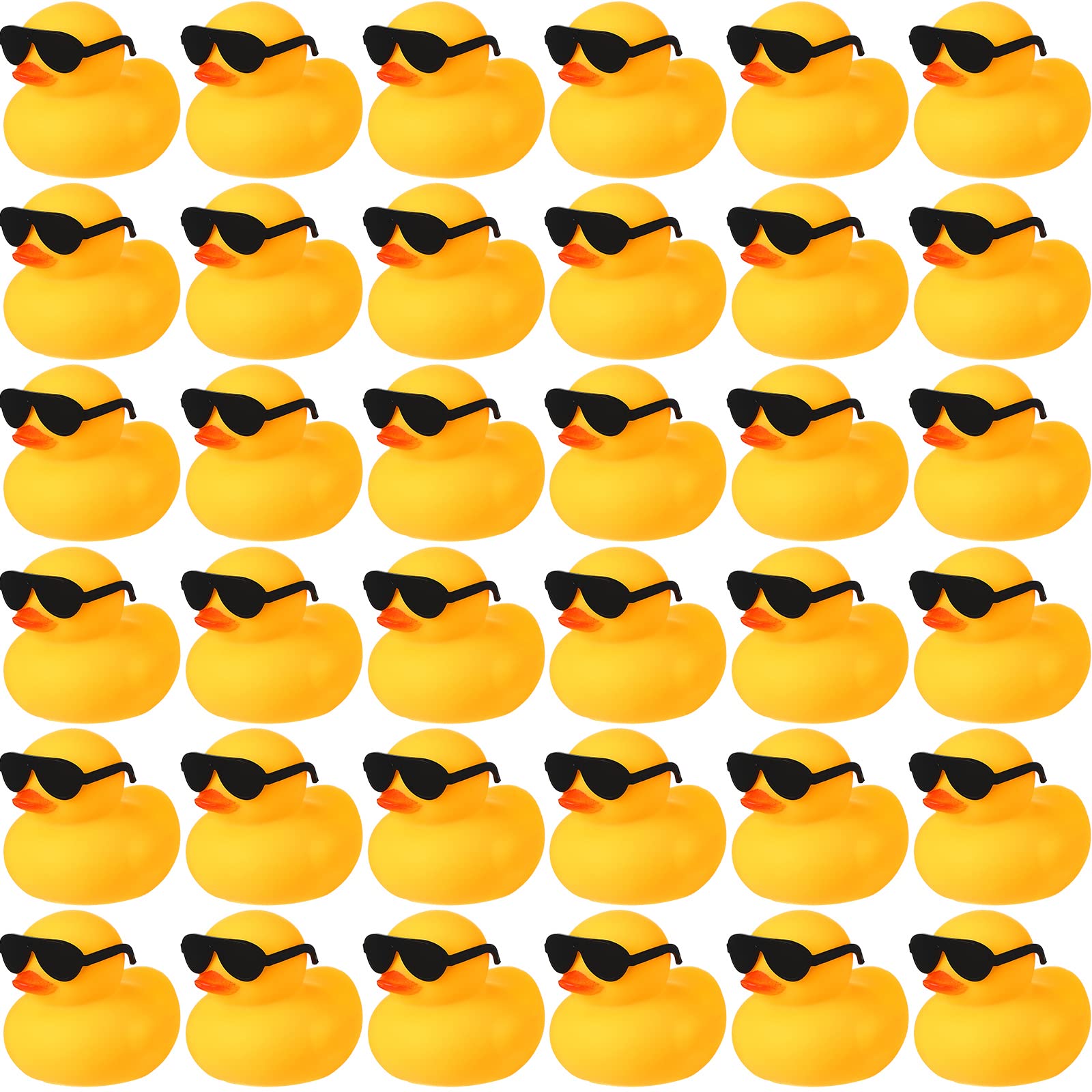 Chivao 36 Pcs Mini Rubber Ducks with 36 Sunglasses Rubber Ducks in Bulk Bathtub Duckies Toys for Kids Christmas Valentine's Day Gifts Birthday Party Favors Cruise(Yellow, Duck with Sunglasses)