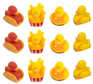 cool rubber ducks (2") standard size. (12 pack) cute duck bath tub pool toys. (fast food rubber duckies)