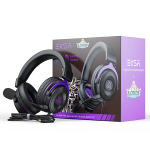 eksa e900 headset with microphone for pc, ps4,ps5, xbox - detachable noise canceling mic, 3d surround sound, wired headphone for gaming, computer, laptop, 3.5mm jack