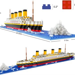 SEASUN Titanic Ship Micro Mini Building Blocks Set, 1860pcs 3D Titanic Model Building Set Micro Mini Blocks, DIY Bricks Toys Gift for Adults and Kids Age 14+