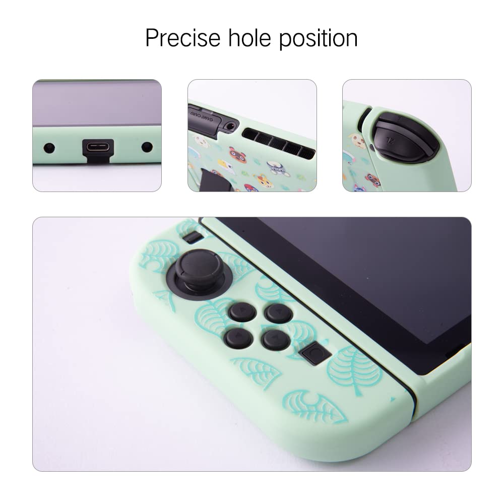 PERFECTSIGHT Protective Case Compatible with Nintendo Switch | Cute Soft TPU Anti-Slip Skin Grip Cover | Hard Shell Dockable Case | Anti-Scratch Shockproof Slim Cover Case Animal Crossing