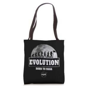 nasa evolution born to nasa moon insignia logo tote bag