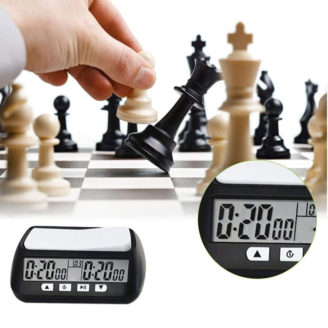 Domccy Chess Clock Timer Digital Chess Clock Timer Count Up/Down Bonus Delay Portable English Version Digital Clock for Chess Game