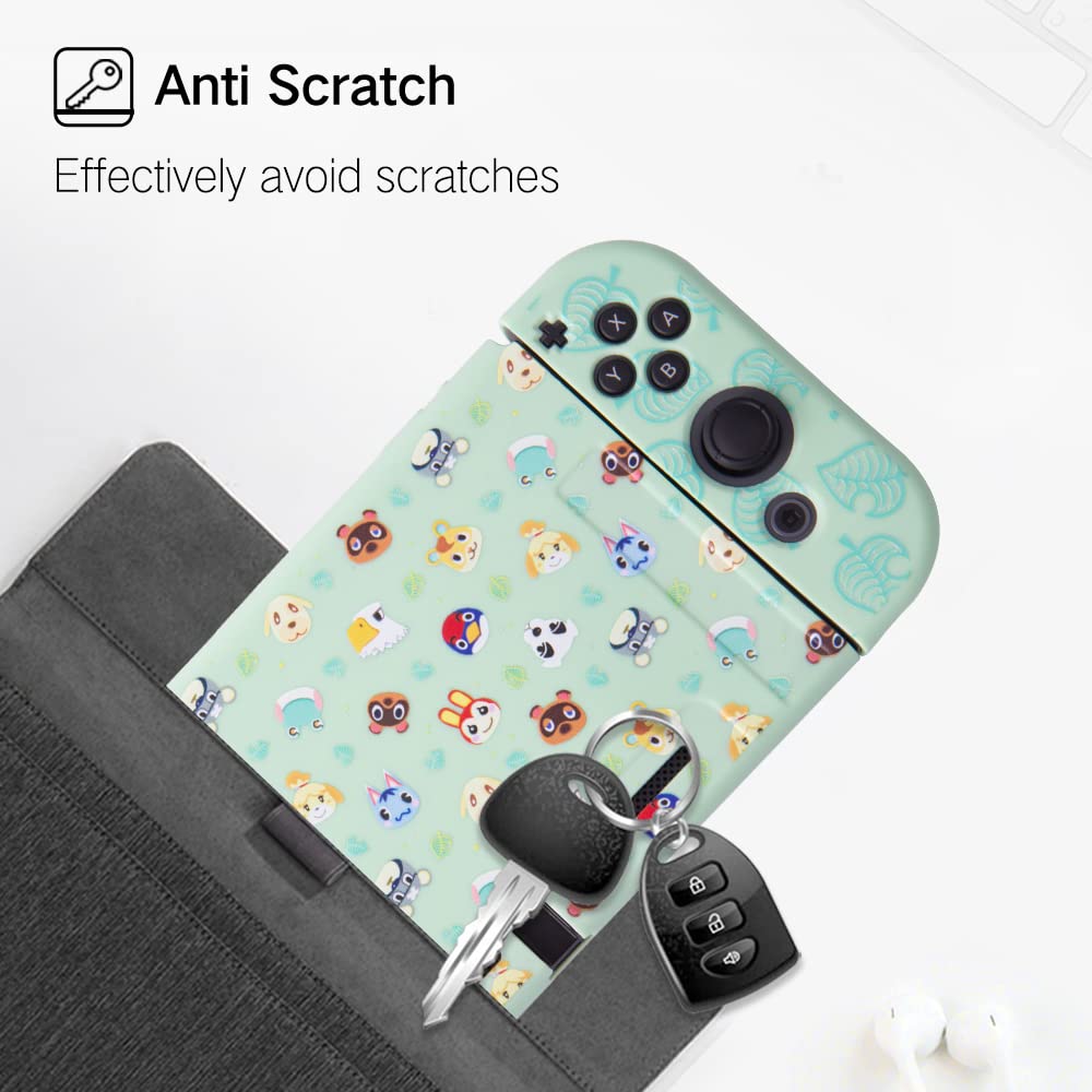 PERFECTSIGHT Protective Case Compatible with Nintendo Switch | Cute Soft TPU Anti-Slip Skin Grip Cover | Hard Shell Dockable Case | Anti-Scratch Shockproof Slim Cover Case Animal Crossing